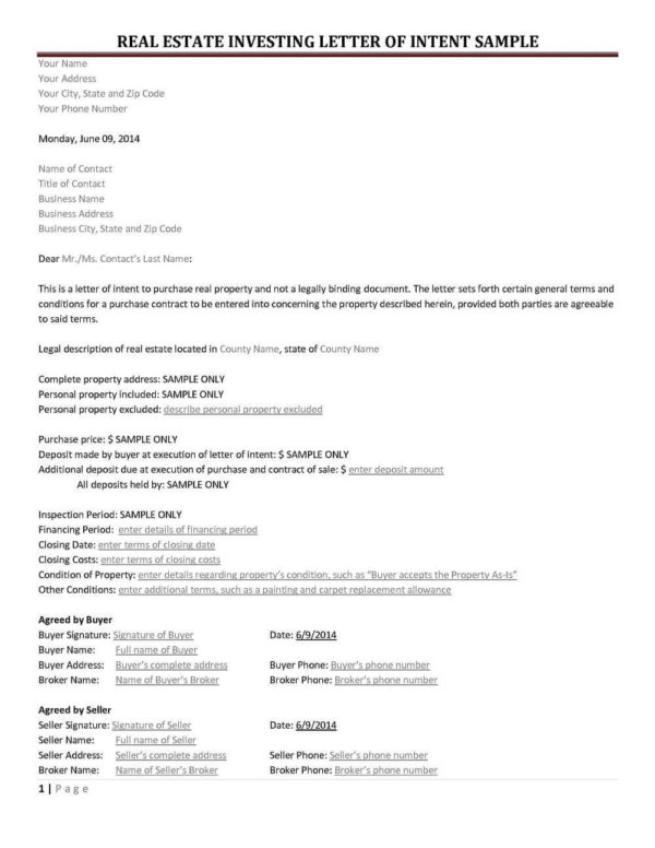 Real Estate Investing - What Is A Letter Of Intent? | REIClub